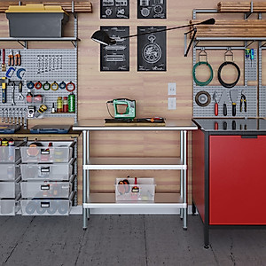 AmGood Stainless Steel Work Table with 2 Shelves | NSF | Metal Utility Table (48" Long x 14" Deep)