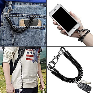 takyu Cell Phone Lanyard Tether with Patch, Universal Smartphone Wrist Strap, Including 2 Black Phone Chain Cords and 4 Transparent Phone Tether Tabs