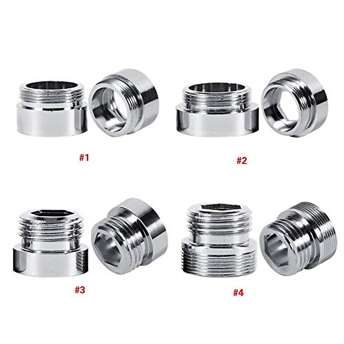 (Pack of 5) 22mm 24mm G1/2 Kitchen Copper Water Purifier Faucet Aerator Adapter Accessories 4 Sizes(24mmto15mm)