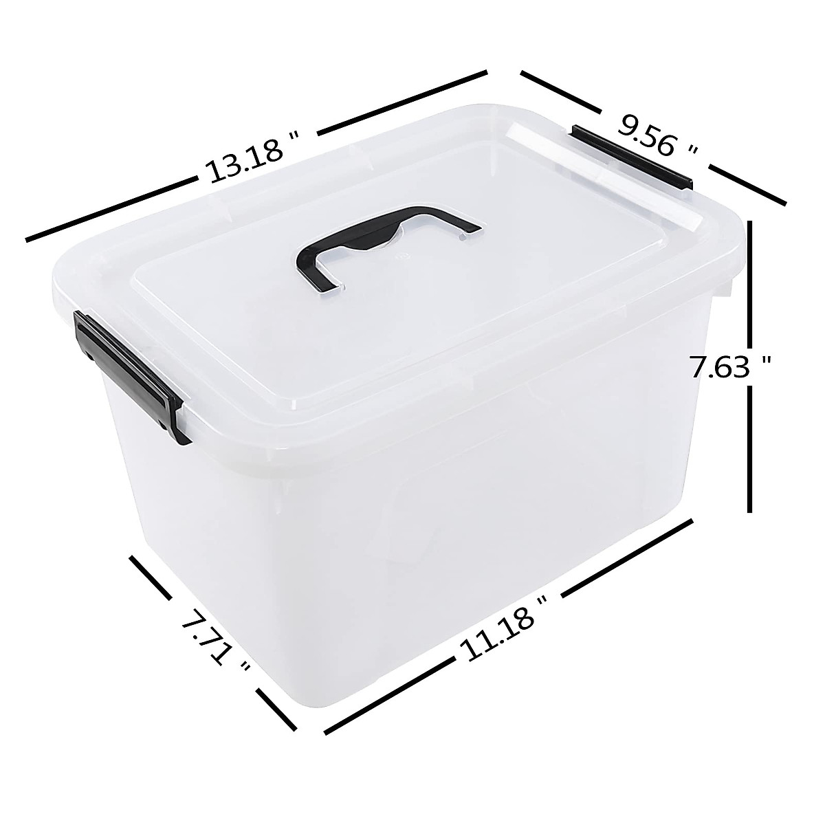 Tstorage 12 Quart Plastic Storage Bin with Lid, Clear Latch Box, 6 Packs