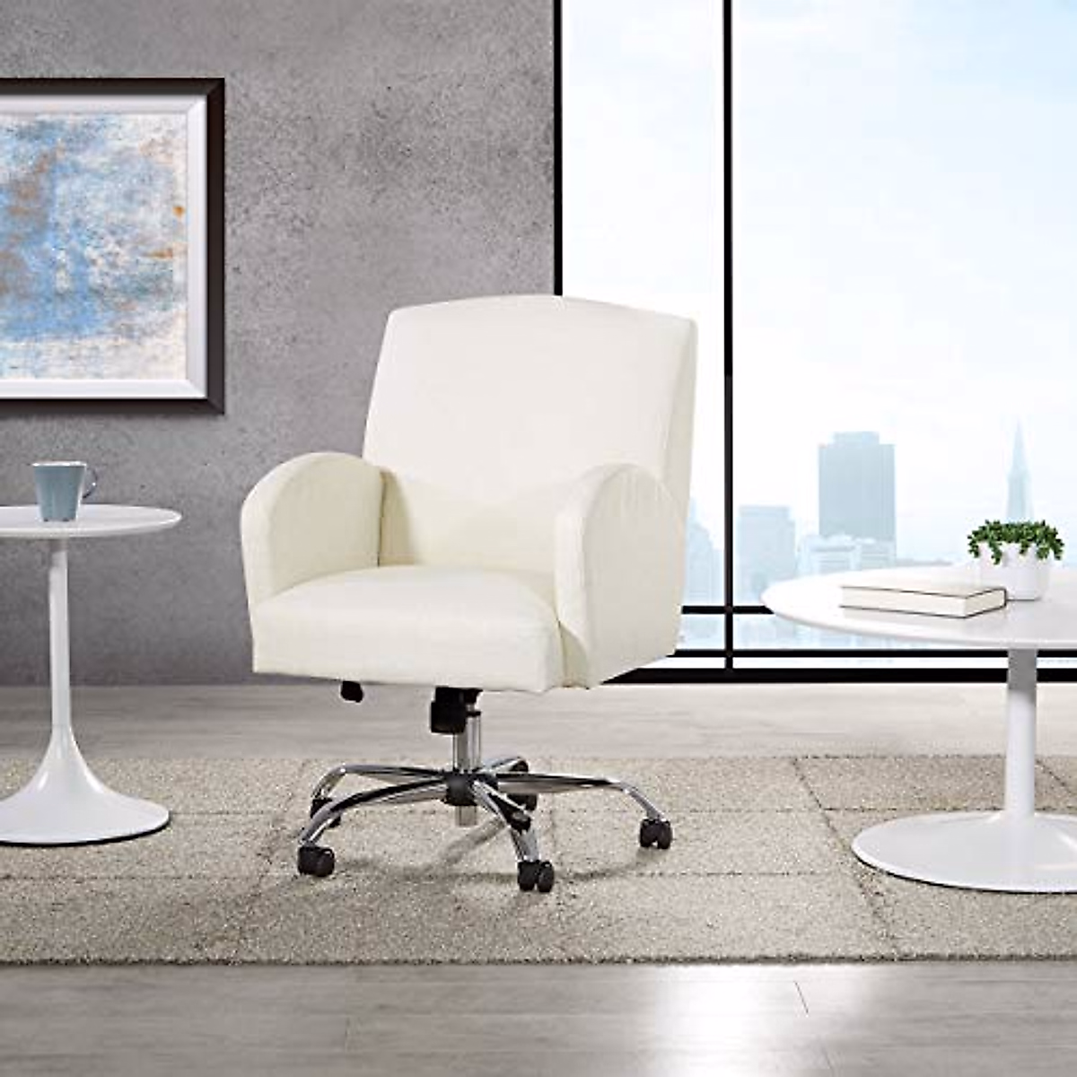OSP Home Furnishings Joliet Office Chair in Linen Fabric with Chrome Base