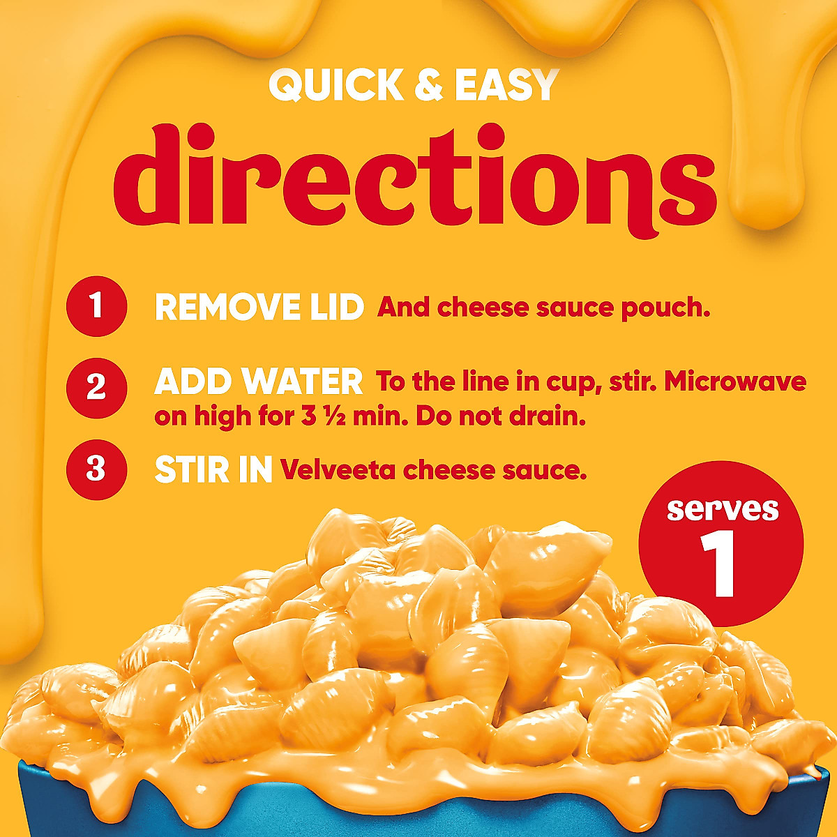 Velveeta Shells & Cheese Microwaveable Shell Pasta with 2% Milk Cheese, 4 ct Pack, 2.19 oz Cups
