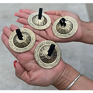 DharmaObjects Belly Dancing - Pro Finger Zills or Cymbals 2 Pair/4pcs Gold 6cm