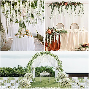 Pauwer Wisteria Hanging Flowers 24 Pack Fake Flower Garland Artificial Wisteria Vines Rattan Silk Flower String Wedding Party Wall Decorations,White