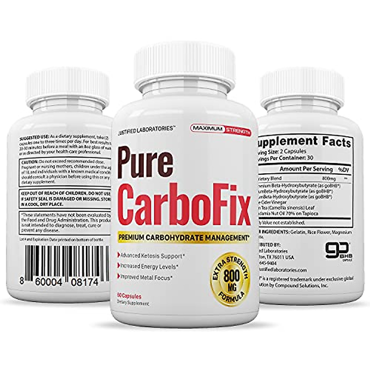 Pure Carbo Fix Carbohydrate Management Formula Carbofix Support for Men Women 60 Capsules