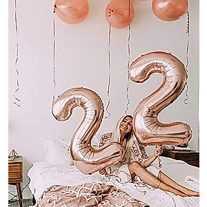 Juland Rose Gold Number Balloons Large Foil Mylar Balloons 40 Inch Giant Jumbo Number Balloons XXL for Birthday Party Decorations – 22
