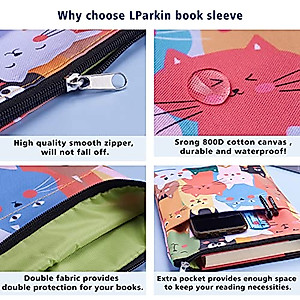 Cat Book Sleeve, Book Covers for Paperbacks, Washable Fabric, Book Sleeves with Zipper, Medium 11 Inch X 8.7 Inch Book Lover Gifts