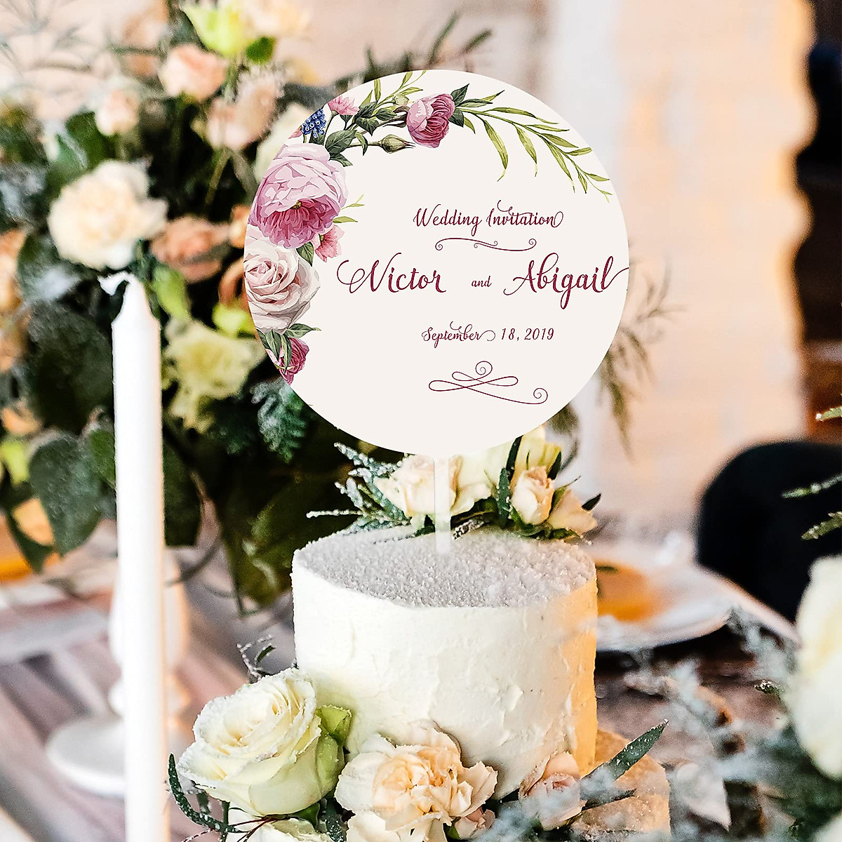 2 Pieces 5 Inch Round Acrylic Cake Toppers Round Clear Cake Topper Blanks DIY Birthday Cake Topper for Personalized Custom Wedding, Birthday Festival Party Cake Decorations