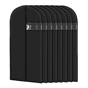 Garment Bags for Hanging Clothes (8 packs，43 inches) Washable Black Suit Bags for Closet Storage and Travel with Clear Window
