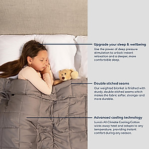 Luna Luxe Cotton Weighted Blanket Kids - Premium Soft Weighted Blanket for Kids - Travel Blanket [10lbs - Twin - 41" x 60"] [Dark Grey]