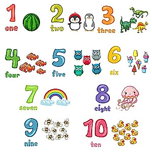 Number Wall Decals Figures Alphabet Letter Wall Stickers Animals Theme Room Wall Decals Digital Early Educational Wall Stickers for Kids Playroom Classroom Bedroom Nursery Boys Girls Rooms Decorations