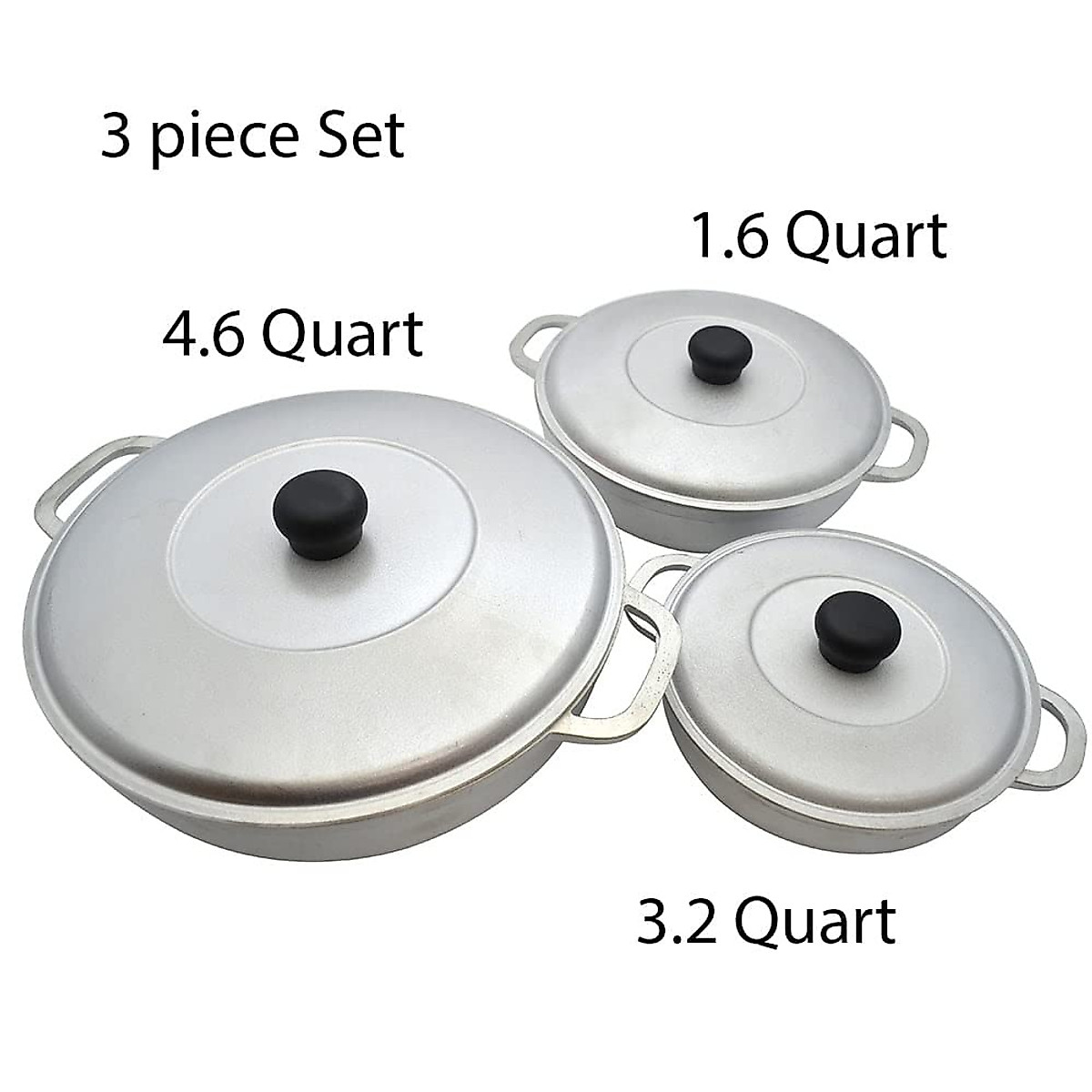 AIRADP 3Pieces Cast Aluminum Caldero or Oven Set with Lid