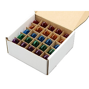 Creative Hobbies 25 Pack C7 Transparent Multicolor Christmas Light Bulbs - 7W Steady Burning Incandescent, Nickel Plated Candelabra Base, Extended Life