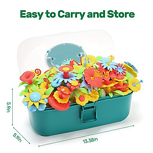 CUTE STONE Flower Garden Building Toys for Girls Age 3 4 5 6 7-Kids with Light & Music-Stacking Game for Toddlers Playset-Educational Activity STEM Toys Gifts,140PCS