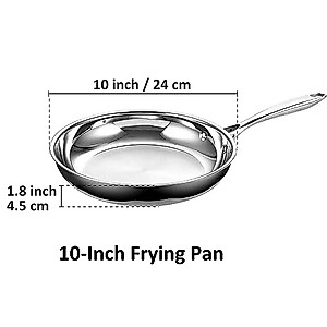 Cooks Standard Frying Pan Stainless Steel, 10-Inch Multi-Ply Clad wok Stir Fry Pan Kitchen Skillet, Silver
