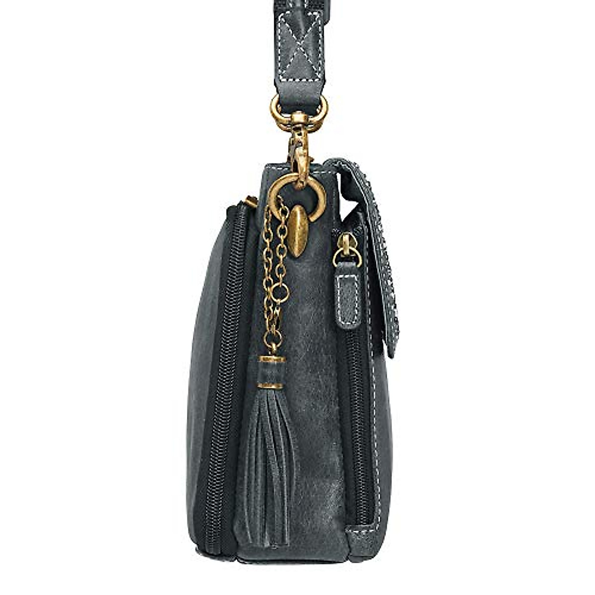 Gun Tote'n Mamas womens Tote'n (Grey) Distressed Buffalo Leather Crossbody Organizer Purse by Gun Tote n Mamas, Grey, Medium US