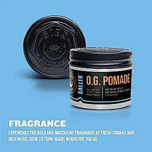 GIBS Pomade O.G. BALLER-Medium Hold, Medium Shine Finish, a Classic Look, made in USA 4oz