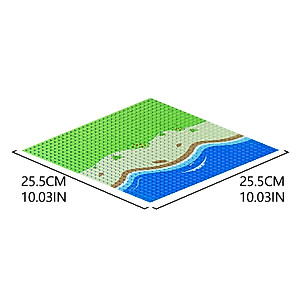 EKIND 6-Pack 10" x 10" Beach Base Brick Plate Compatible with All Major Brands, Scenes Baseplates for Grass Oasis, Pirates Sea and More Building Blocks Kids Toy (2 Straight + 4 Curve)