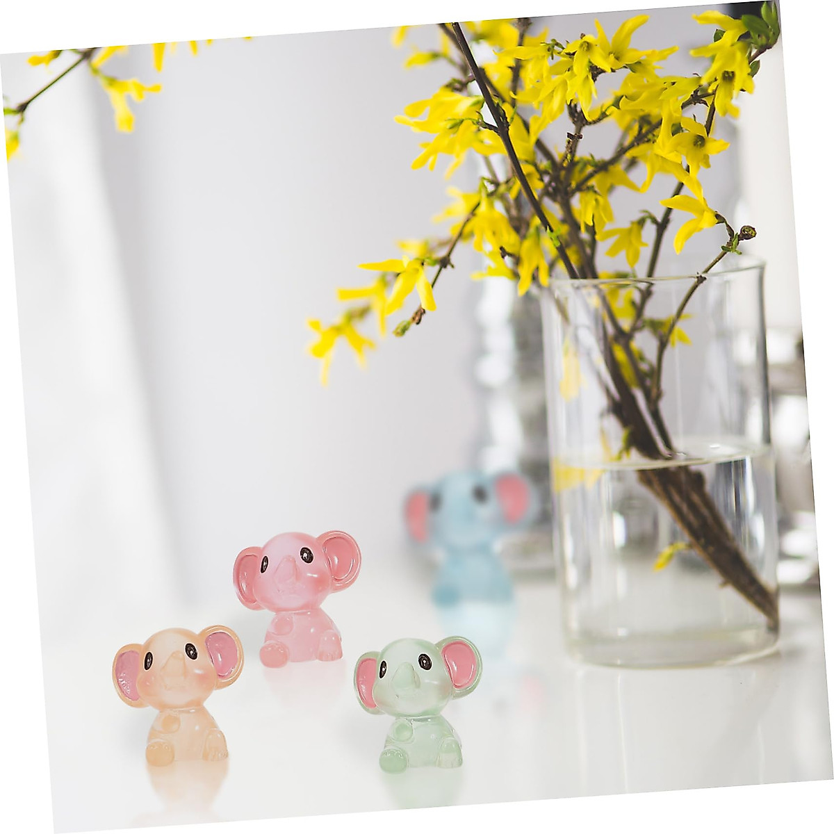 Bookshelf Decor 10Pcs Crafts Miniature Miniature Elephant Figurines Small Gardens Figurines Model Resin Elephant Figurines Luminous Accessories Elephant Modeling Statues