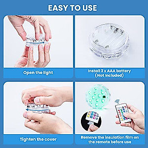 Shangyuan Boat Lights Wireless, Battery Powered Operated Marine Led Interior Light for Boat Deck Courtesy Light, for Fishing Pontoon Sailboat Kayak, Remote Control Multi Color Changing, RGB, 4PCS