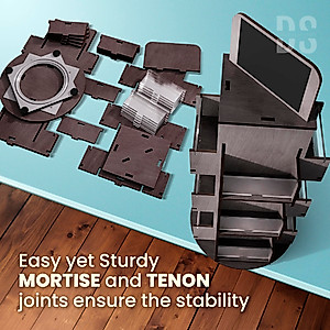 DS THE DISPLAY STORE 3 Tier Rotating Sticker Display Stand for Vendors, Black Wooden Countertop Organizer Shelf for Coasters, Retail, Showcase, Tradeshow