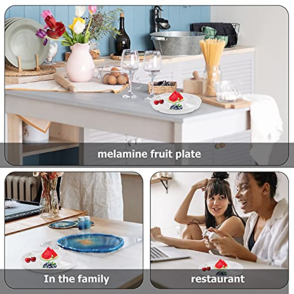 FRCOLOR Appetizer Serving Platter, Melamine Appetizer Serving Tray Compartment Serving Platter Tray Divided Snack Dish for Restaurant 9 Inch