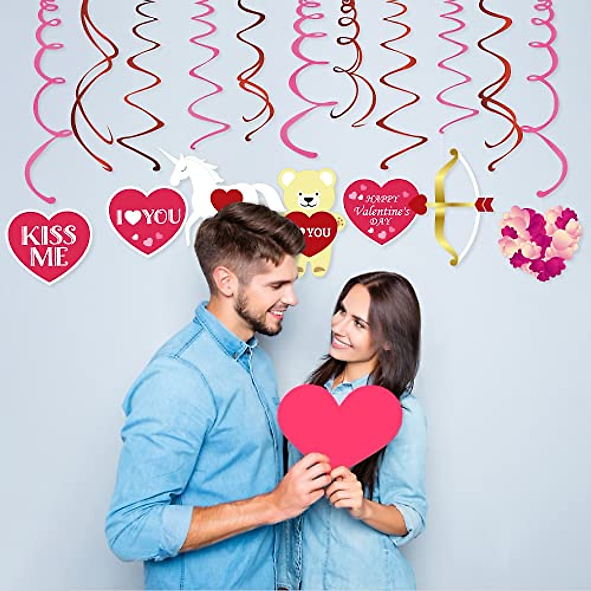 Valentines Day,Saint Valentines Day 30CT Hanging Swirl for Valentines Day themed Party Supplies Birthday Party Decorations