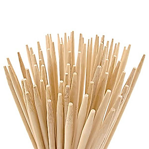 BambooMN Premium 15" Inch (1.25ft) Long 5mm Thick Safe Multipurpose Tornado Twist Potato Bamboo Skewers, 300 Pieces Perfect for Camping or Outdoor Party, Garden Sticks