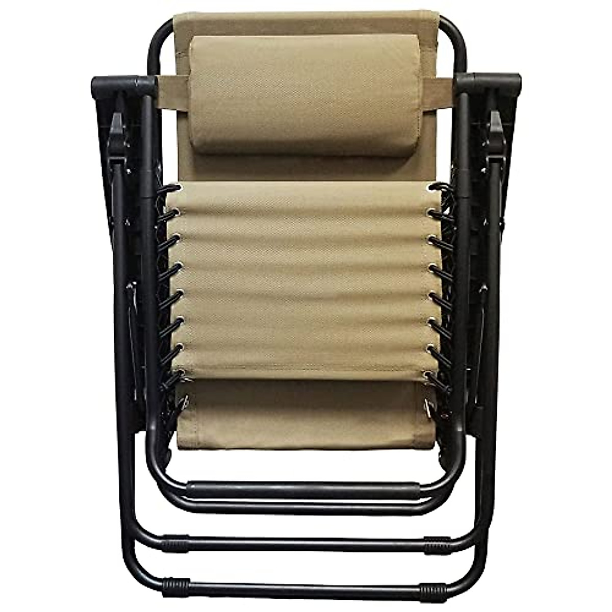 Caravan Sports Zero Gravity Outdoor Portable Folding Camping Lawn Deck Patio Pool Recliner Lounge Chair for Adults, Adjustable Headrest, Beige