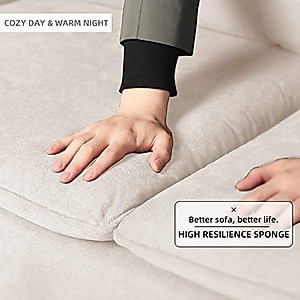 AODAILIHB Loveseat Sofa Mini Couch for Bedroom Upholstered Love Seats Furniture with Metal Legs/Thick Padding for Small Spaces Tool-Free Assembly (1, Beige)