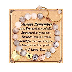 MONOZO Women Jewelry Gifts Initial Bracelet, Women Jewelry Heart Initial K Butterfly Natural Stone Bracelets for Women Jewelry Birthday Gifts Christmas Gifts for Women Friends Sister Butterfly Gifts