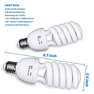 SLOW DOLPHIN Photo CFL Full Spectrum Light Bulb,4 x 45W 5500K CFL Daylight Photography Photo Video Studio Lighting(4 Packs)