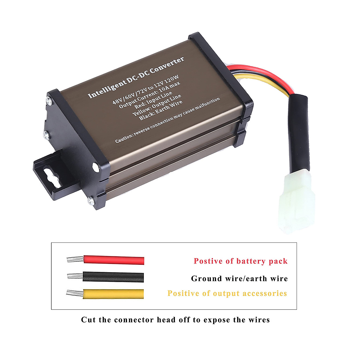 Pro Chaser DC-DC 72V 60V 48V Volt Voltage to 12V Step Down Voltage Reducer Regulator 180W 15A for Scooters & Bicycles Golf cart (10A 72v-12v)