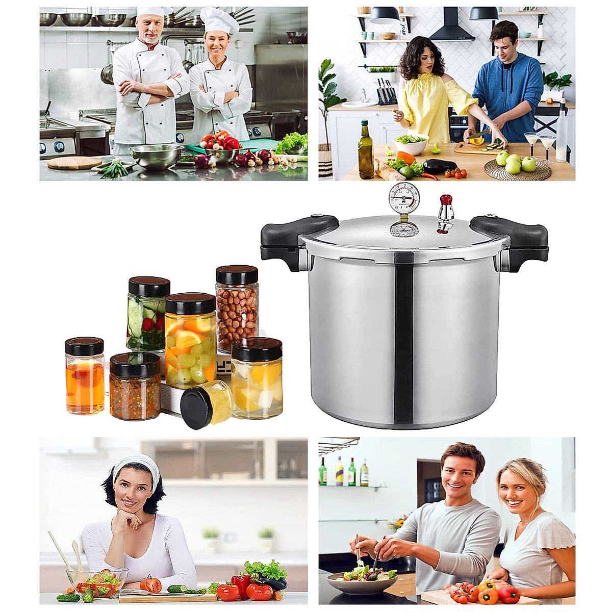 GHKWXUE 25 Quart Pressure Canner Cooker & Induction Compatible Built-in luxury digital pressure gauge With 1 steaming tray & Pressure release 13 PSI (+/- 5 Percent) Delivery from US