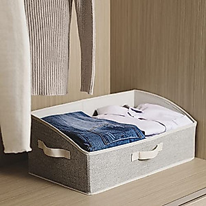 Sweejar 4-Pack Closet Storage Bins，Storage Baskets for Shelves，Clothes Storage Boxes，Collapsible Trapezoid Storage Bins，Fabric Bins and Baskets，Beige