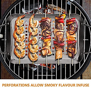 Grisun Vegetable Grill Baskets 3 PCS - Heavy Duty BBQ Grill Baskets for Outdoor Grill with handle, Stainless Steel BBQ Vegetable Grilling Baskets with a Round Wok Grill Pan, Dishwasher Safe