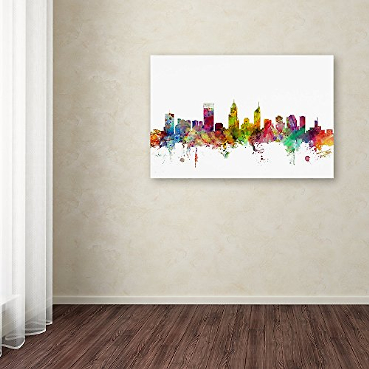 Perth Australia Skyline by Michael Tompsett, 30x47-Inch Canvas Wall Art
