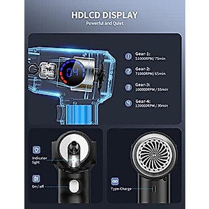 Compressed Air Dusters, Electric Air Duster Compressed Air Blower, Electric Duster for PC,Keyboard Cleaner Air Spray,Computer Air Duster Compressed Air Cleaner Kit,Air Duster 10000mAh with LED Light