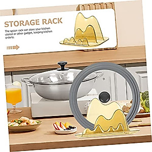 YARNOW Pot Lid and Spatula Holder Household Gadgets Pot Lid Stand Pot Lid Holder Pan Cover Holder Pan Cover Stand Kitchen Spoon Stand Home Pan Organizer Plastic One Body Bracket