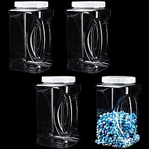 Queekay 4 Pieces 132 oz 1.03 Gallon Plastic Canisters with Lids, Clear Plastic Cookies Jars Wide Mouth Square Canisters Powder Laundry Detergent Container Candy Storage Jars for Kitchen