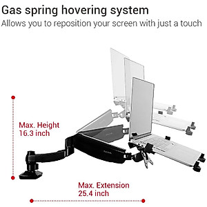FLEXIMOUNTS 2-in-1 Monitor Arm Laptop Mount Stand Swivel Gas Spring LCD Arm Height Adjustable Desk Mounts for 10''-24' Monitor/ 11-17.3 inches Notebook