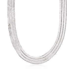 Ross-Simons Italian Sterling Silver Layered Herringbone Necklace. 18 inches