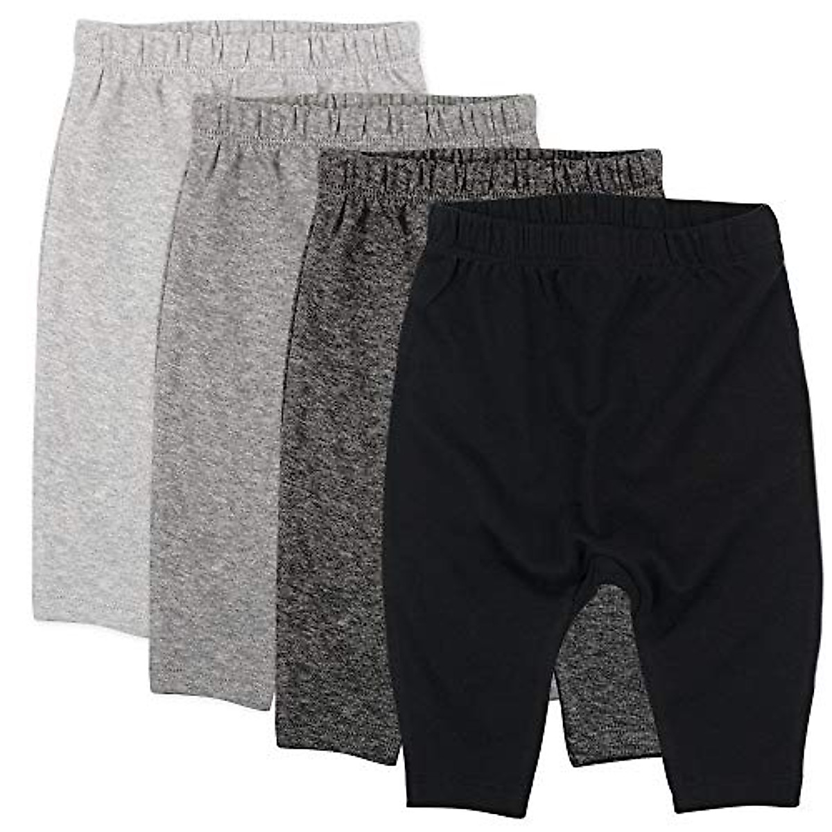 HonestBaby unisex baby Organic Cotton Cuff-less Harem Multi-pack Pants, 4-pack Gray Ombre, 6-9 Months US