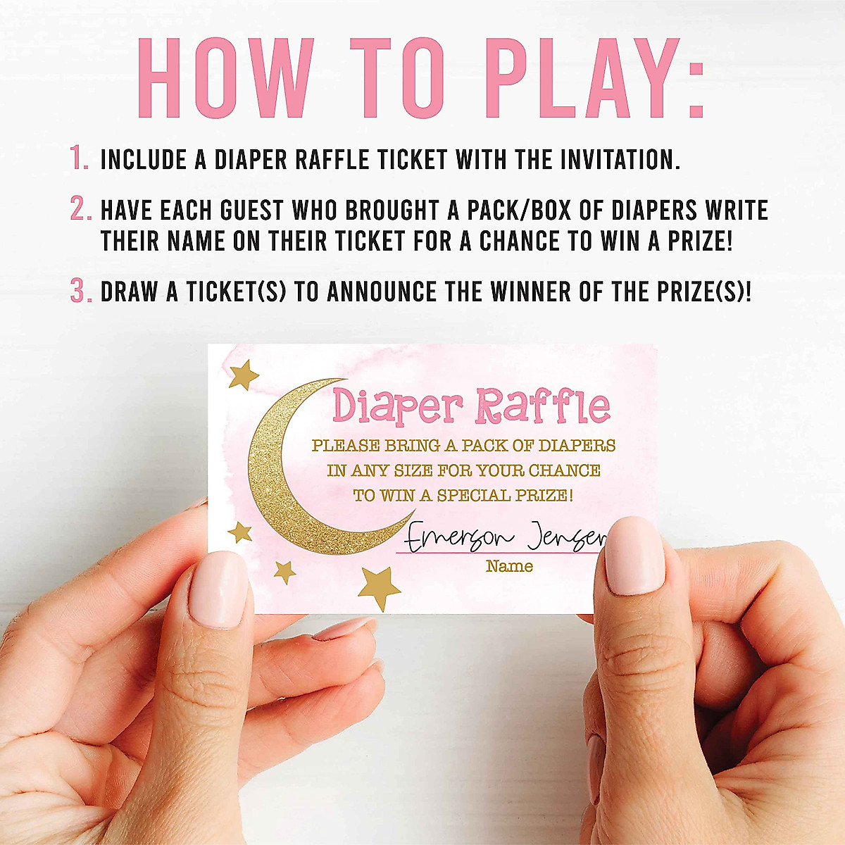Hadley Designs 25 Baby Shower Diaper Raffle Tickets For Baby Shower Girl-Twinkle Twinkle Little Star Baby Shower Games For Girls, Diaper Raffle Cards, Baby Raffle Tickets, Baby Shower Invitation
