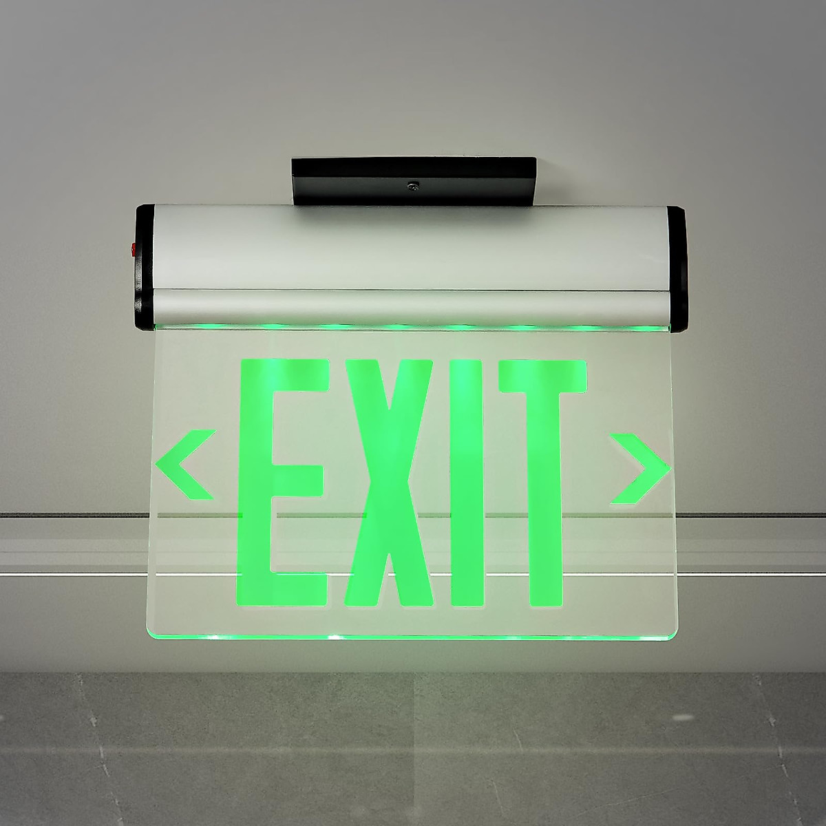 CM MZY Green Exit Signs for Business, LED Edge Lit Exit Sign, UL 924, Hardwired Emergency Exit Lights with Battery Backup, Aluminum Housing with Rotating Acrylic Clear Panel, AC 120/277V, 1 Pack