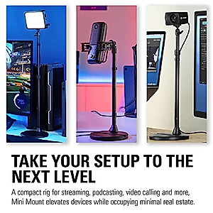 Elgato Mini Mount – Versatile Desktop Stand extendable up to 64 cm/25.2 in, Fully Adjustable, Phone Holder with Cold Shoe Mount, Device Slot, 1/4 inch Thread for Cameras, Lights, Mics and More