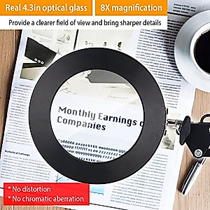 Magnifying Glass With Light And Stand, Moclever 8x Magnifying Lamp, 2-In-1 Desk Lamp & Clamp,Craft Lamp With 10 Brightness 3 Modes, Led Lighted Magnifier With Light For Close Work Reading Repair Craft