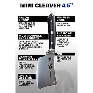 Dalstrong Meat Cleaver Knife -4.5"- Gladiator Series Elite-Heavy Duty Giftable Kitchen Knife - Black Handle-Razor Sharp Knife-Forged High Carbon German Steel -w/Sheath-NSF Certified