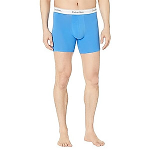 Calvin Klein Men's Modern Cotton Stretch 3-Pack Boxer Brief, Black, Palace Blue, Vanilla ICE, Medium
