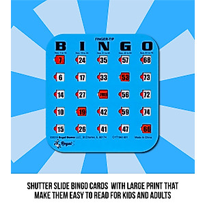 Regal Bingo Bulk Bingo Cards with Sliding Windows - Reusable Large Print Bingo Game Cards for Adults Large Group - 10 Pack, Blue